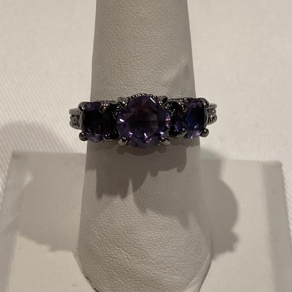 Jewelry | Black Tone Purple Gem Ring Size 8 | Poshmark